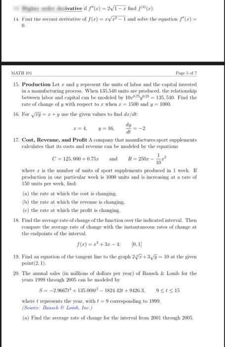 Solved 2. Which is correct? 'The derivative function f′(x) | Chegg.com