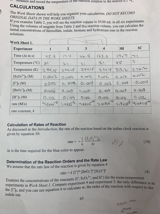 Solved measure and record the temperature of the reaction | Chegg.com