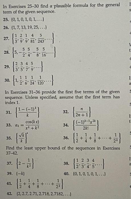 Solved In Exercises 25-30 find a plausible formula for the | Chegg.com