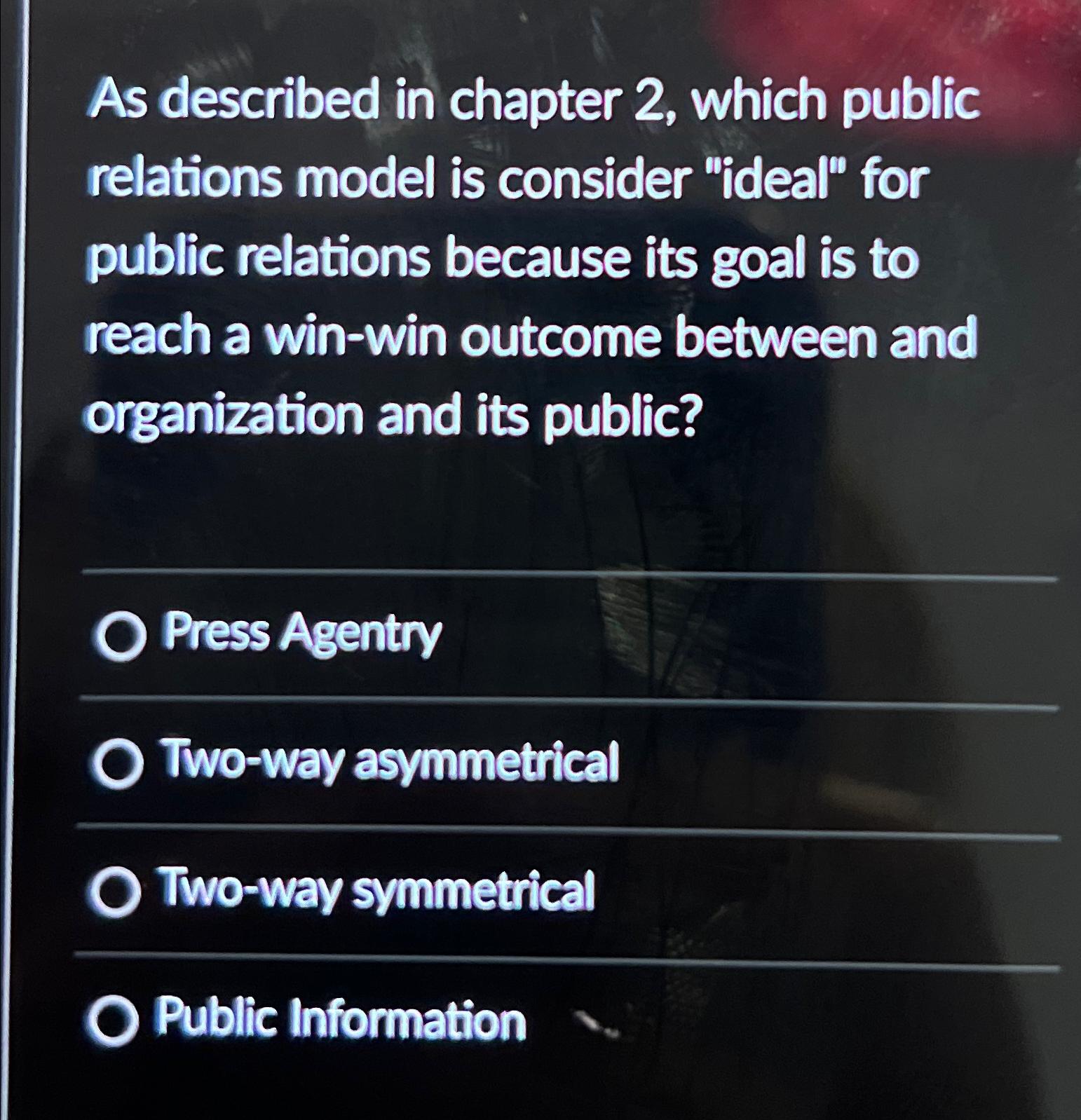 Solved As described in chapter 2, ﻿which public relations | Chegg.com