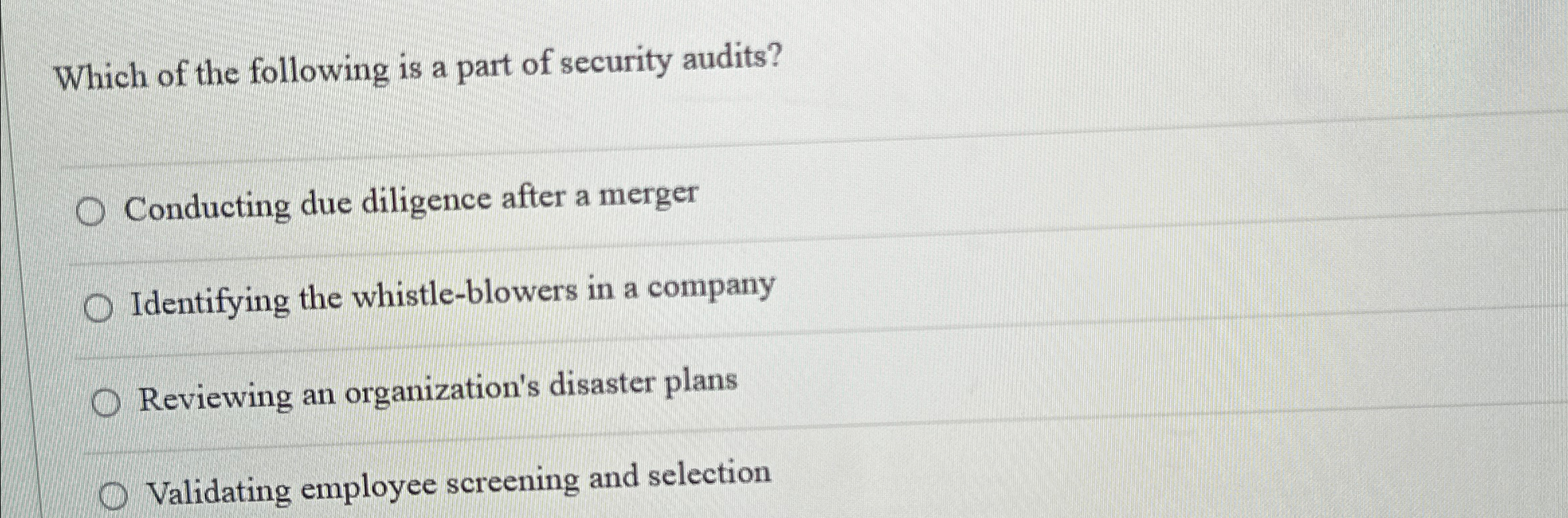 Solved Which of the following is a part of security | Chegg.com
