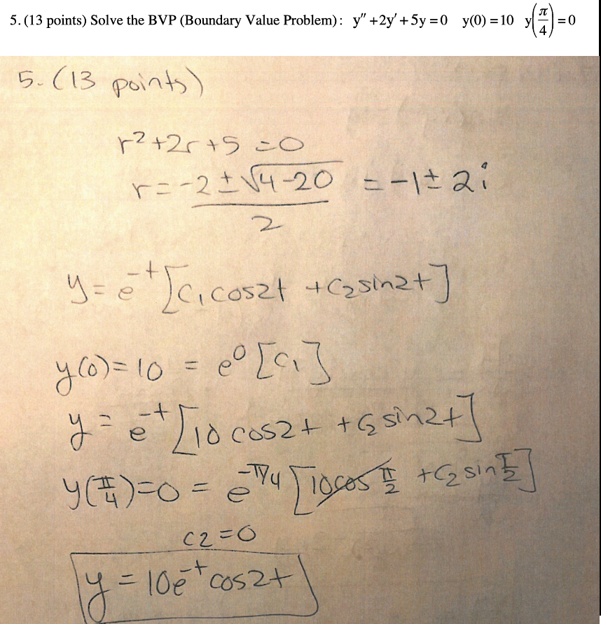 (13 ﻿points) ﻿Solve the BVP (Boundary Value Problem): | Chegg.com