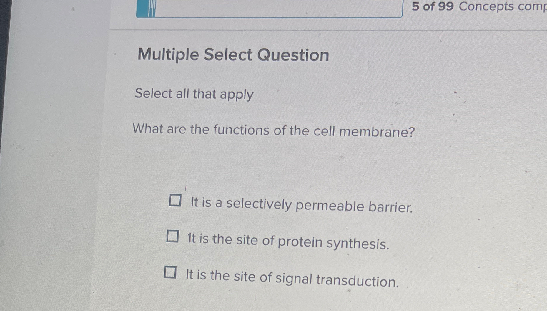 Solved 5 ﻿of 99 ﻿Concepts compMultiple Select QuestionSelect | Chegg.com