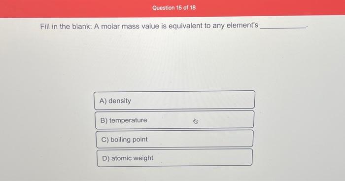 Solved Fill in the blank: A molar mass value is equivalent | Chegg.com