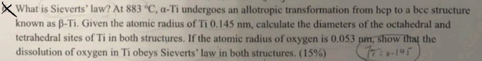 Solved What is Sieverts' law? At 883°C,α-Ti undergoes an | Chegg.com