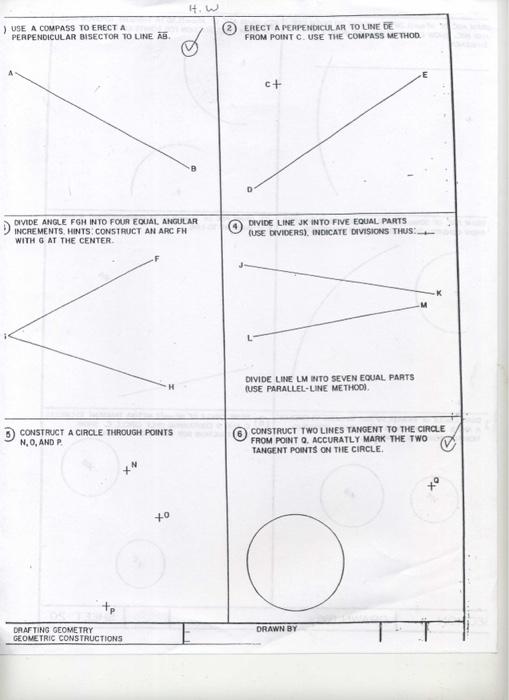 Solved ) USE A COMPASS TO ERECT A PERPENDICULAR BISECTOR TO | Chegg.com