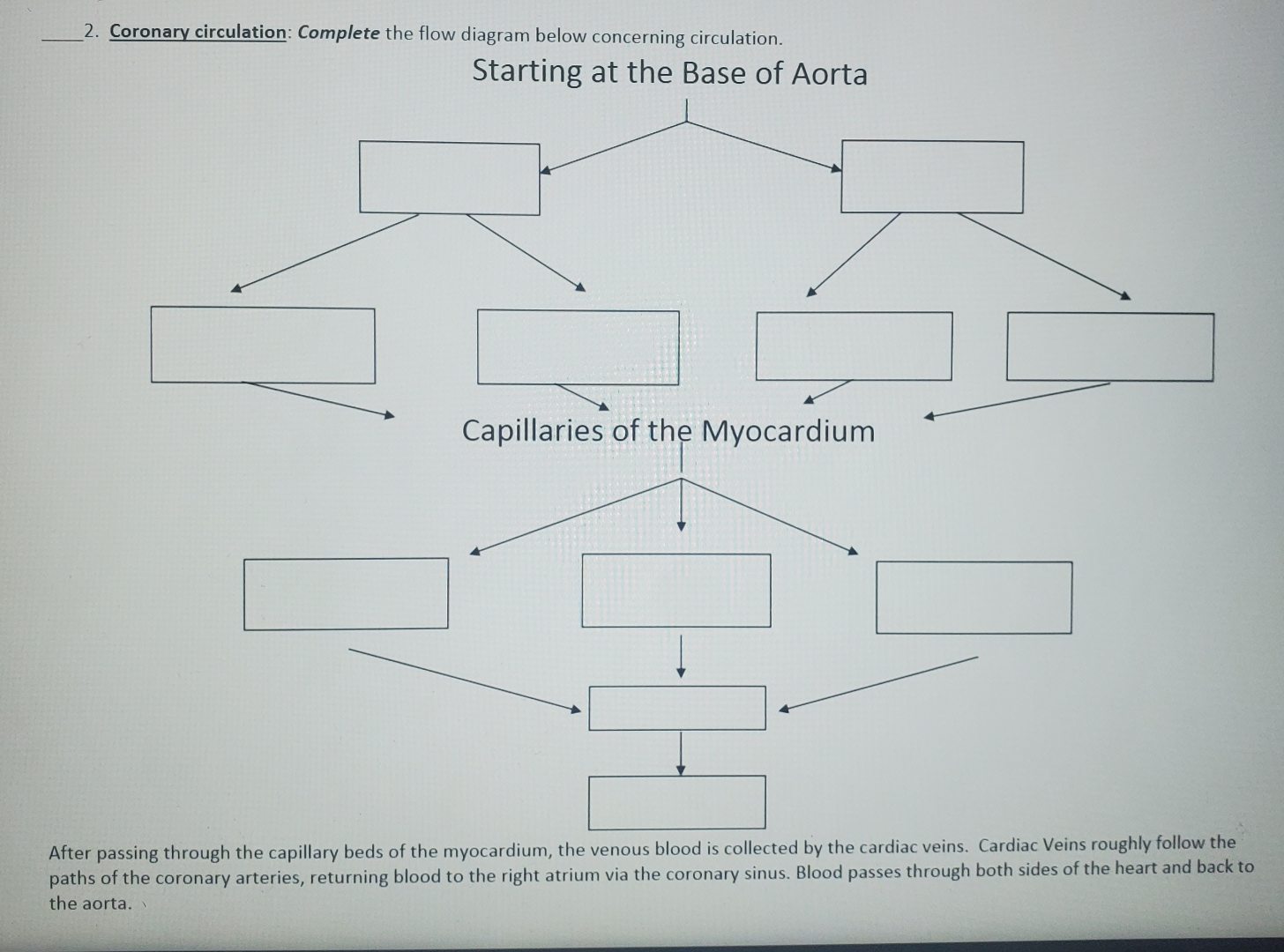 Solved Coronary circulation: Complete the flow diagram below | Chegg.com