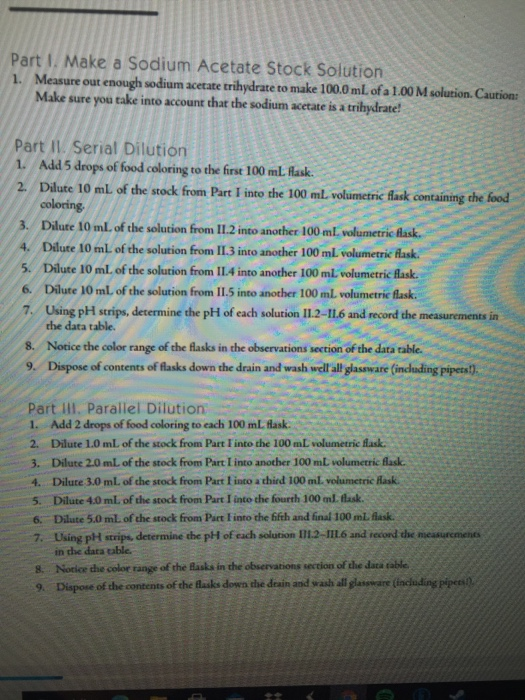 Part II. Serial Dilution 1. Add 5 drops of food | Chegg.com
