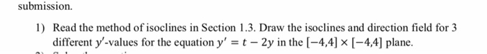 Solved submission 1) Read the method of isoclines in Section | Chegg.com