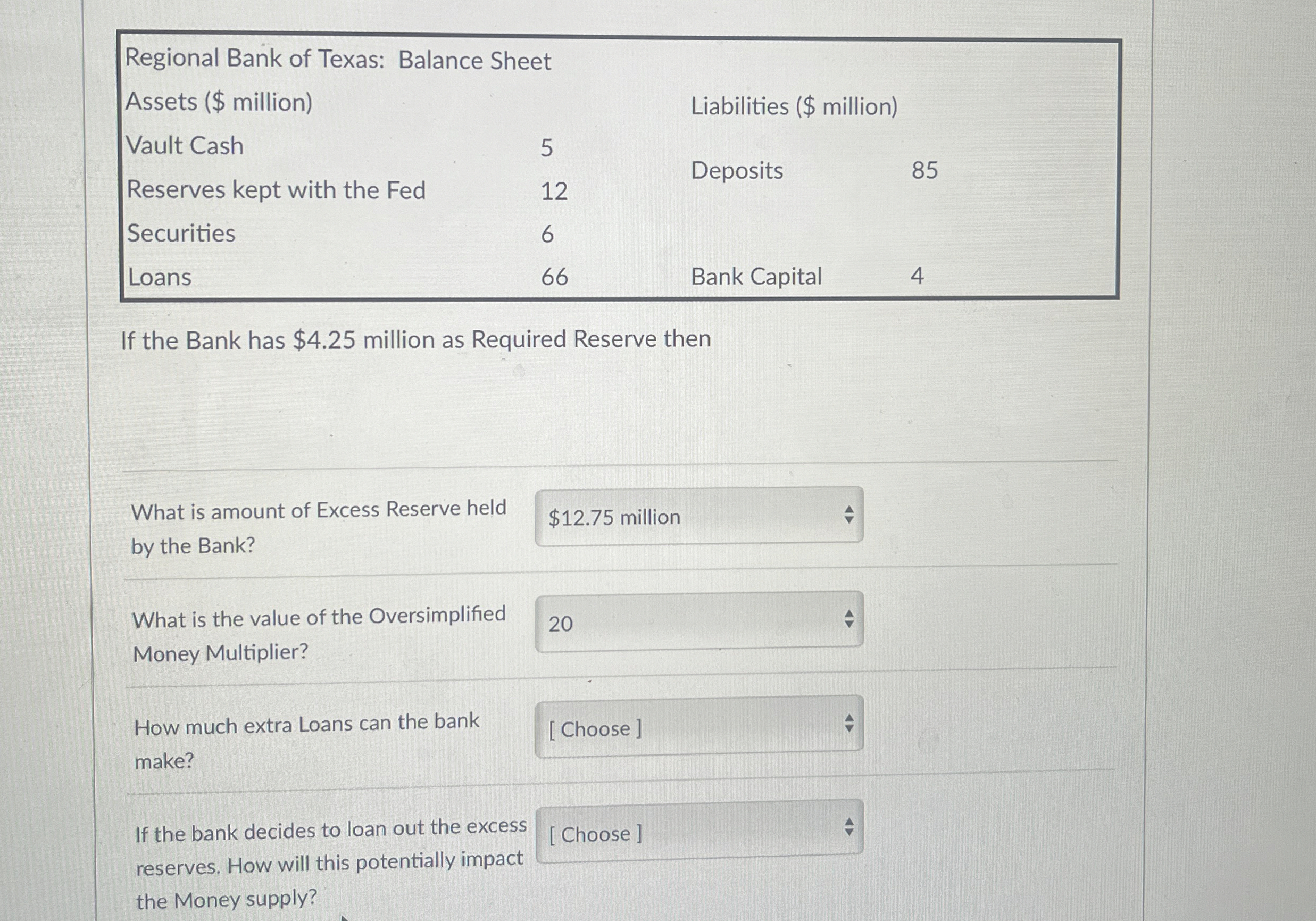 Solved \table[[Regional Bank of Texas: Balance | Chegg.com