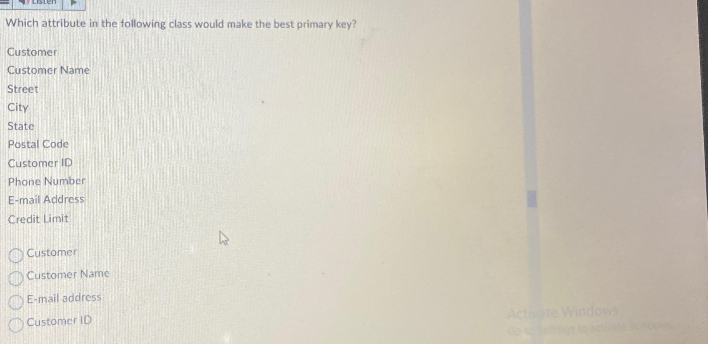 Solved Which attribute in the following class would make the | Chegg.com