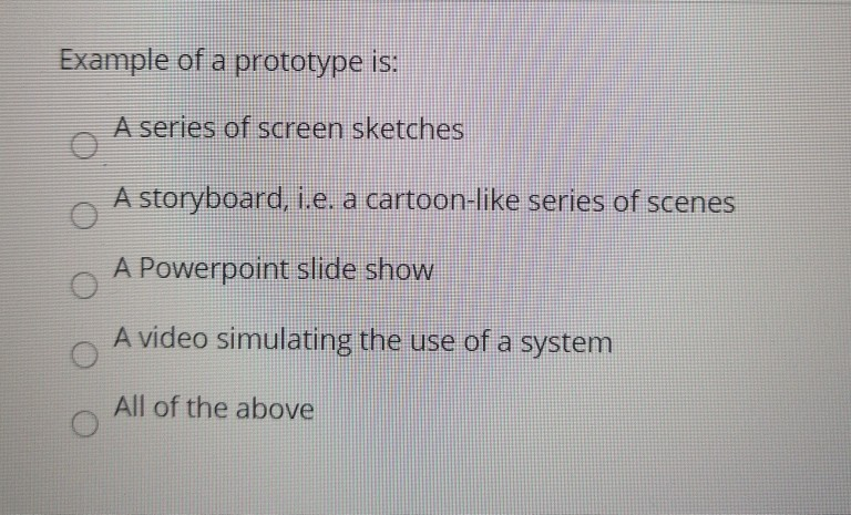 Solved Example of a prototype is: A series of screen | Chegg.com