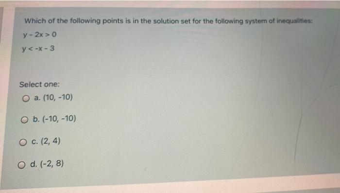 Solved Which of the following points is in the solution set | Chegg.com