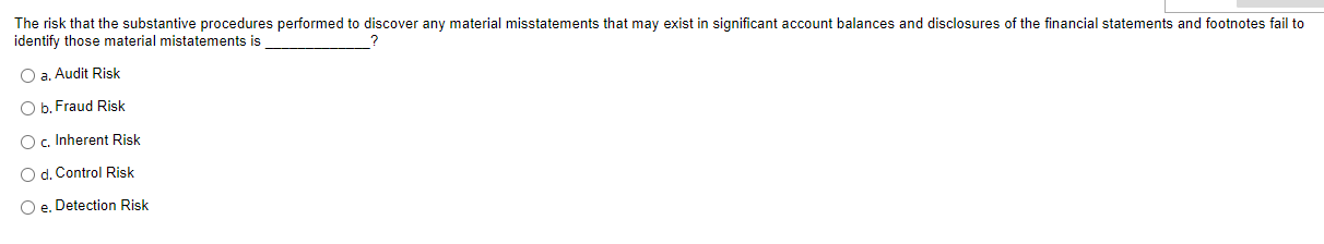 Solved The risk that the substantive procedures performed to | Chegg.com