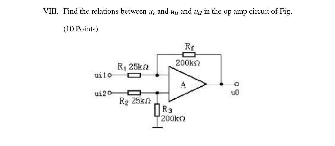 Solved VIII. Find the relations between uo and uil and ui2 | Chegg.com