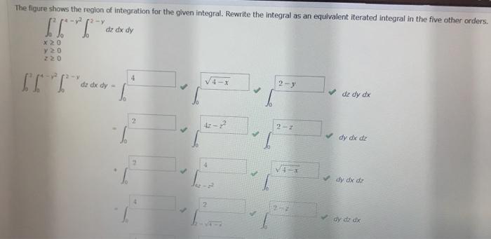 Solved rewrite the integral as an equivalent iterated | Chegg.com