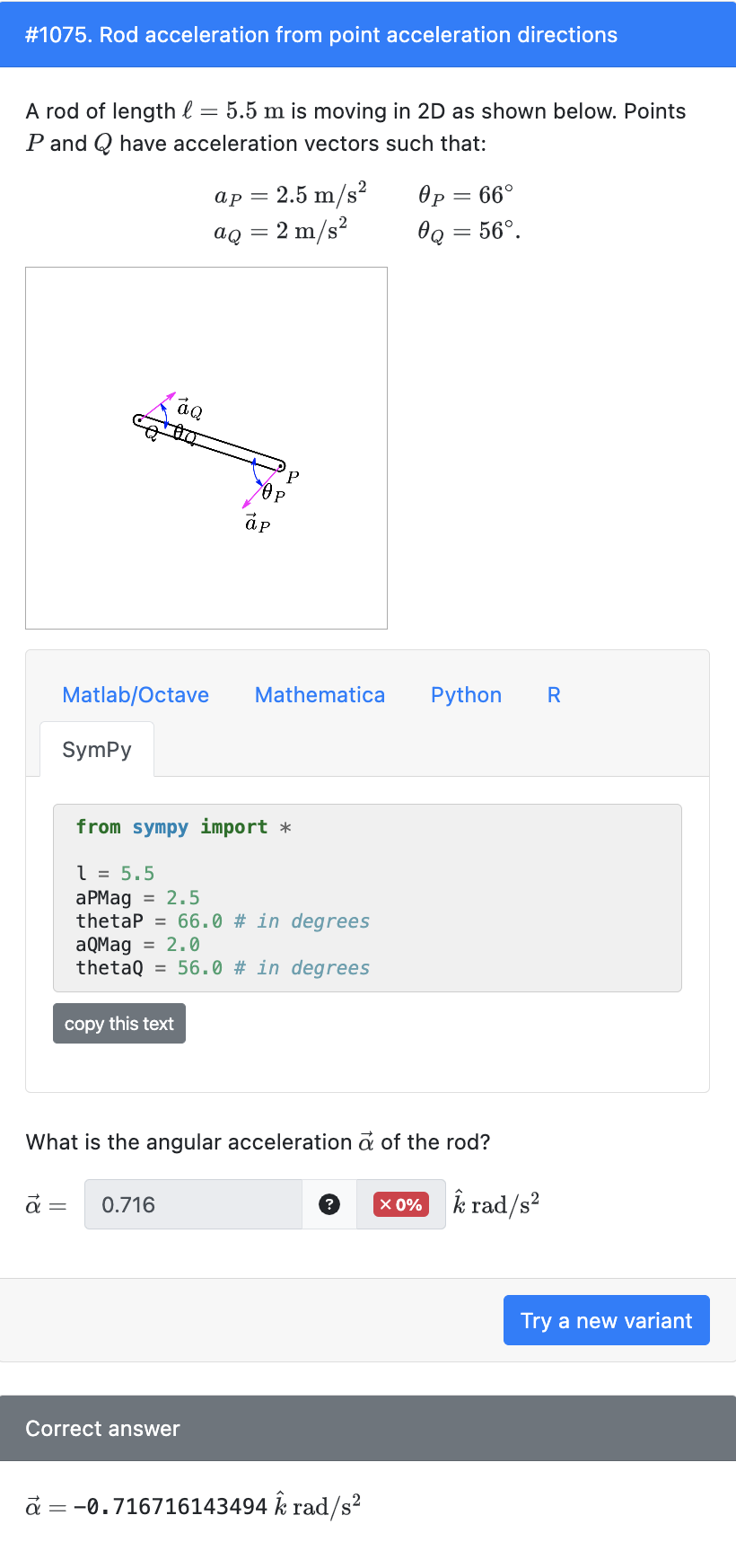 Solved A rod of length l=5.5m ﻿is moving in 2D as shown | Chegg.com