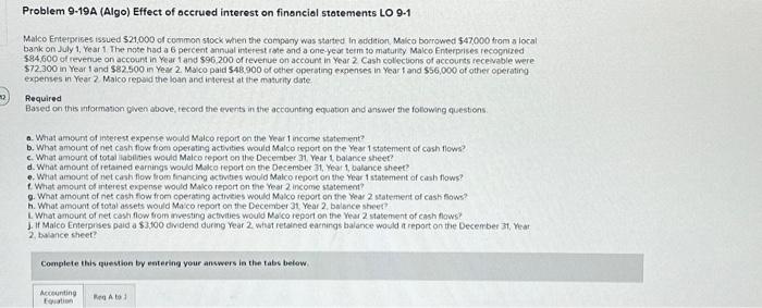 Solved Problem 9-19A (Algo) Effect of occrued interest on | Chegg.com