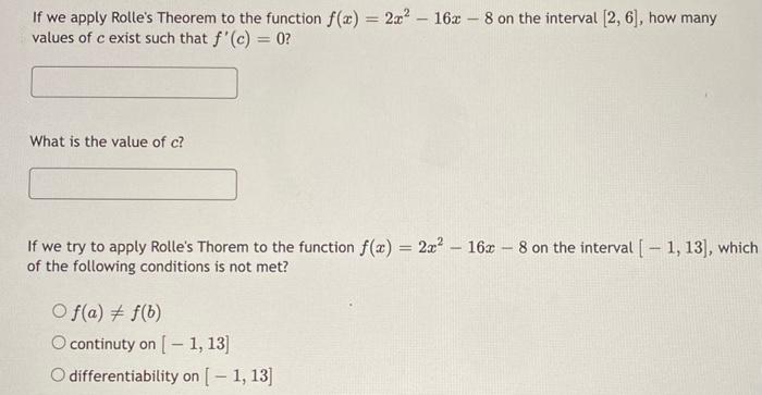 Solved If we apply Rolle's Theorem to the function | Chegg.com