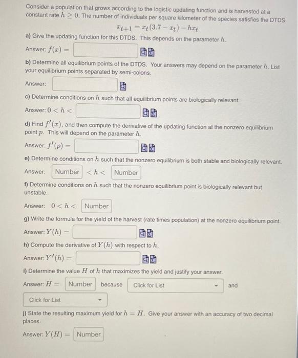 Solved Consider a population that grows according to the | Chegg.com