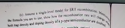 Solved Assune a single-level model for SRH recombination, | Chegg.com