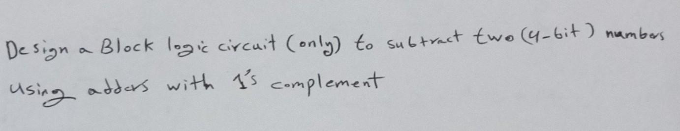 Solved Design a Block logic circuit (only) to subtract two | Chegg.com | Chegg.com