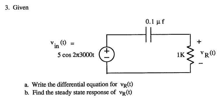 Solved Givena. ﻿Write the differential equation for vR(t)b. | Chegg.com