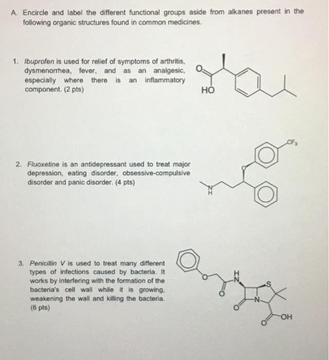 Solved A Encircle and label the different functional groups | Chegg.com