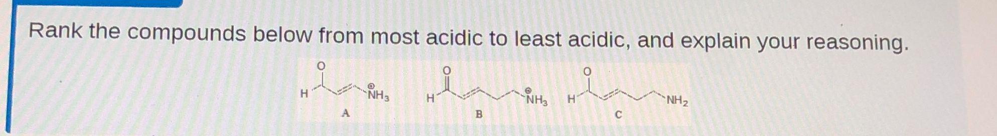Solved Rank the compounds below from most acidic to least | Chegg.com