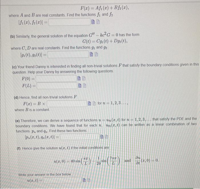 Solved The transverse displacement u=u(x,t) of a stretched | Chegg.com