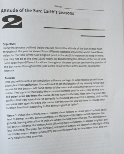 Solved NameAltitude of the Sun: Earth's | Chegg.com