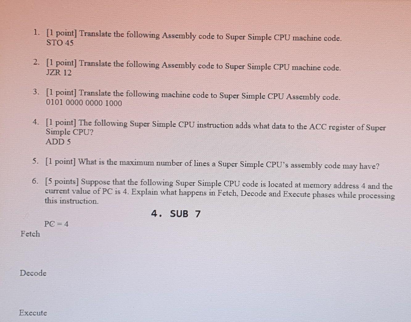 Solved 1. [1 point] Translate the following Assembly code to | Chegg.com