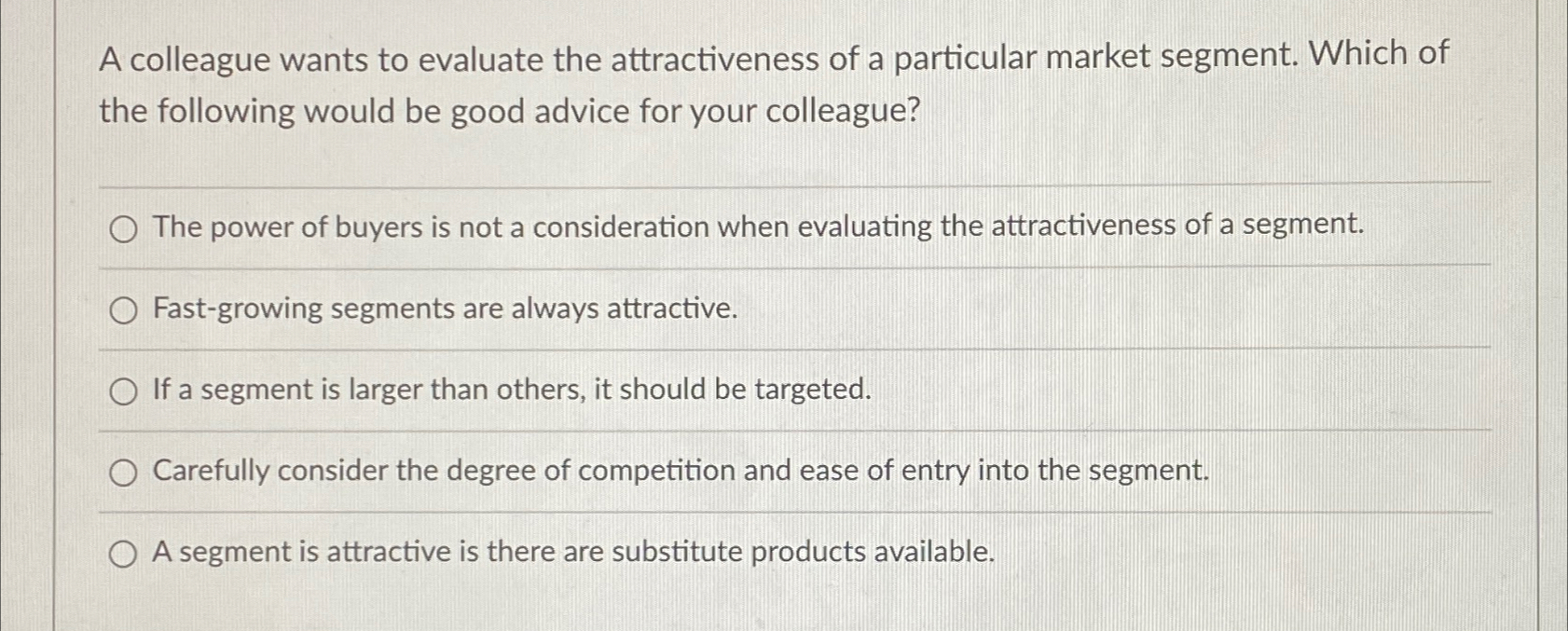 Solved A colleague wants to evaluate the attractiveness of a | Chegg.com