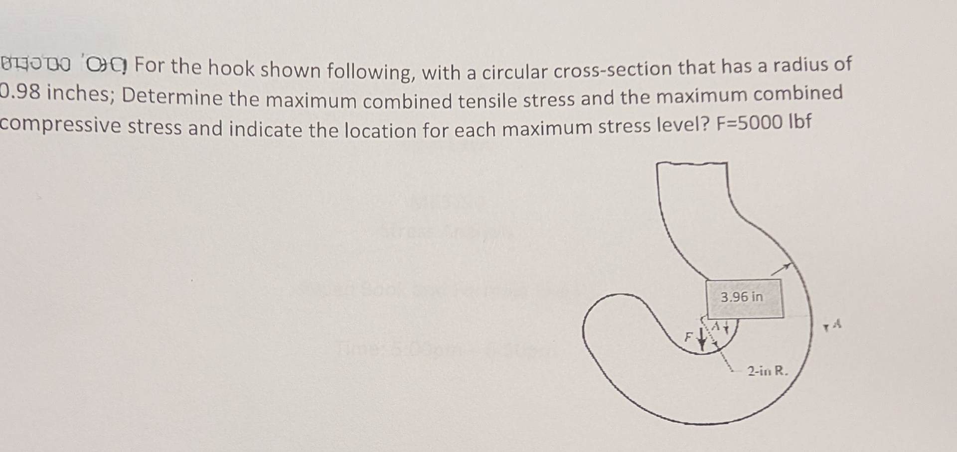 Solved 0.98 ﻿inches; Determine the maximum combined tensile | Chegg.com