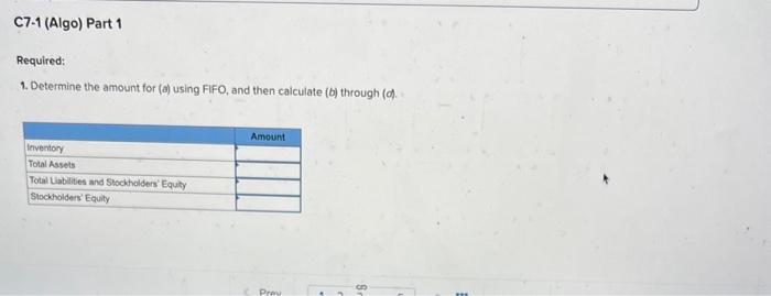 Solved Required information C7-1 (Algo) Computing and | Chegg.com