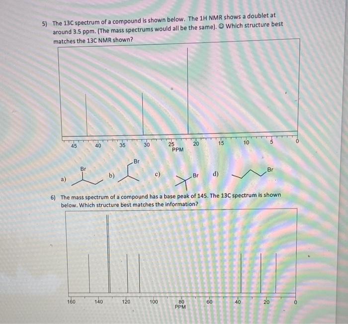 Solved 1) The 13C spectrum of a compound is shown below. | Chegg.com