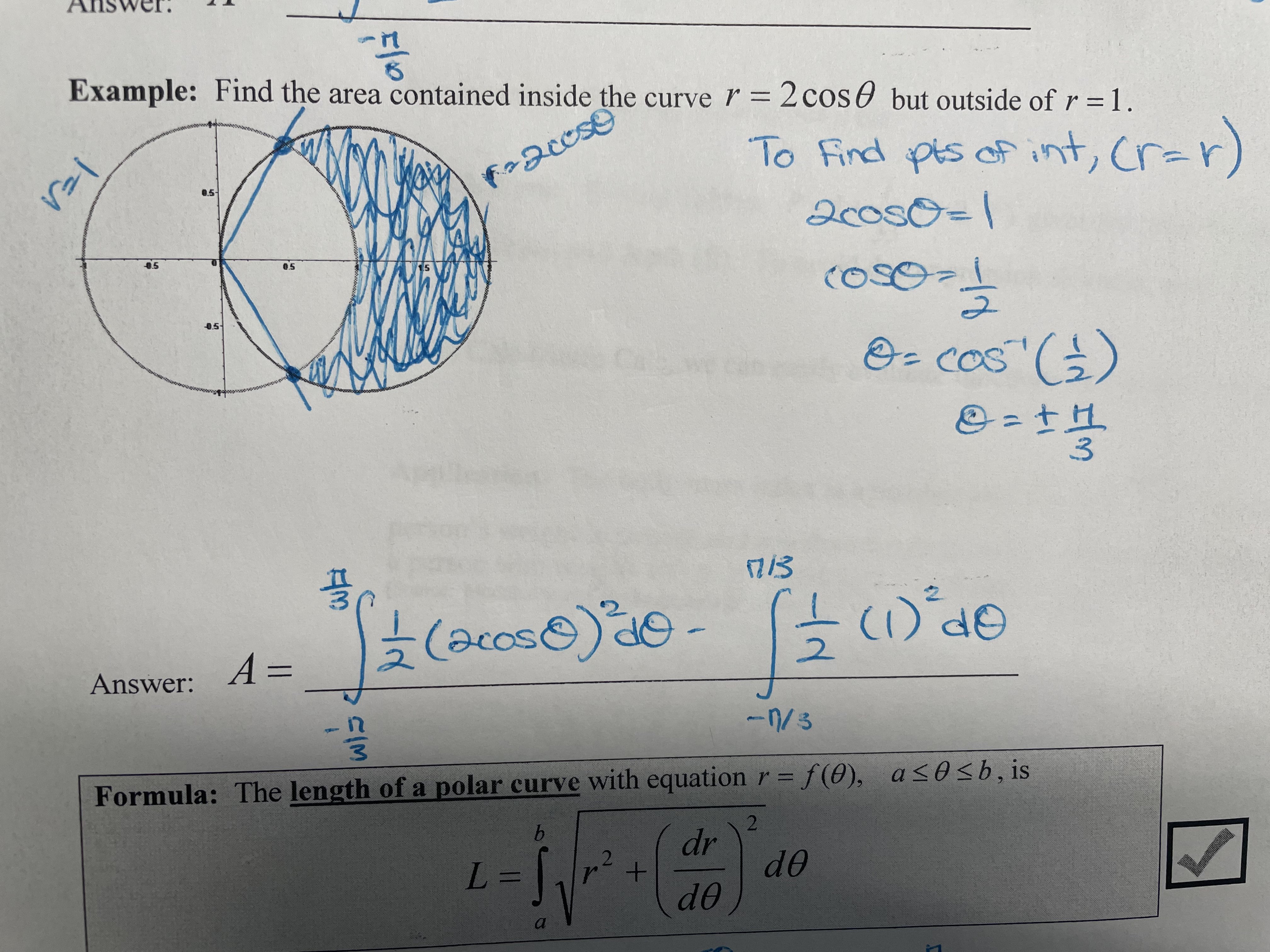Solved Example: Find the area contained inside the curve | Chegg.com