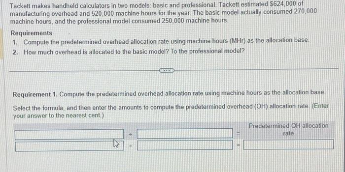 Solved Tackett makes handheld calculators in two models: | Chegg.com