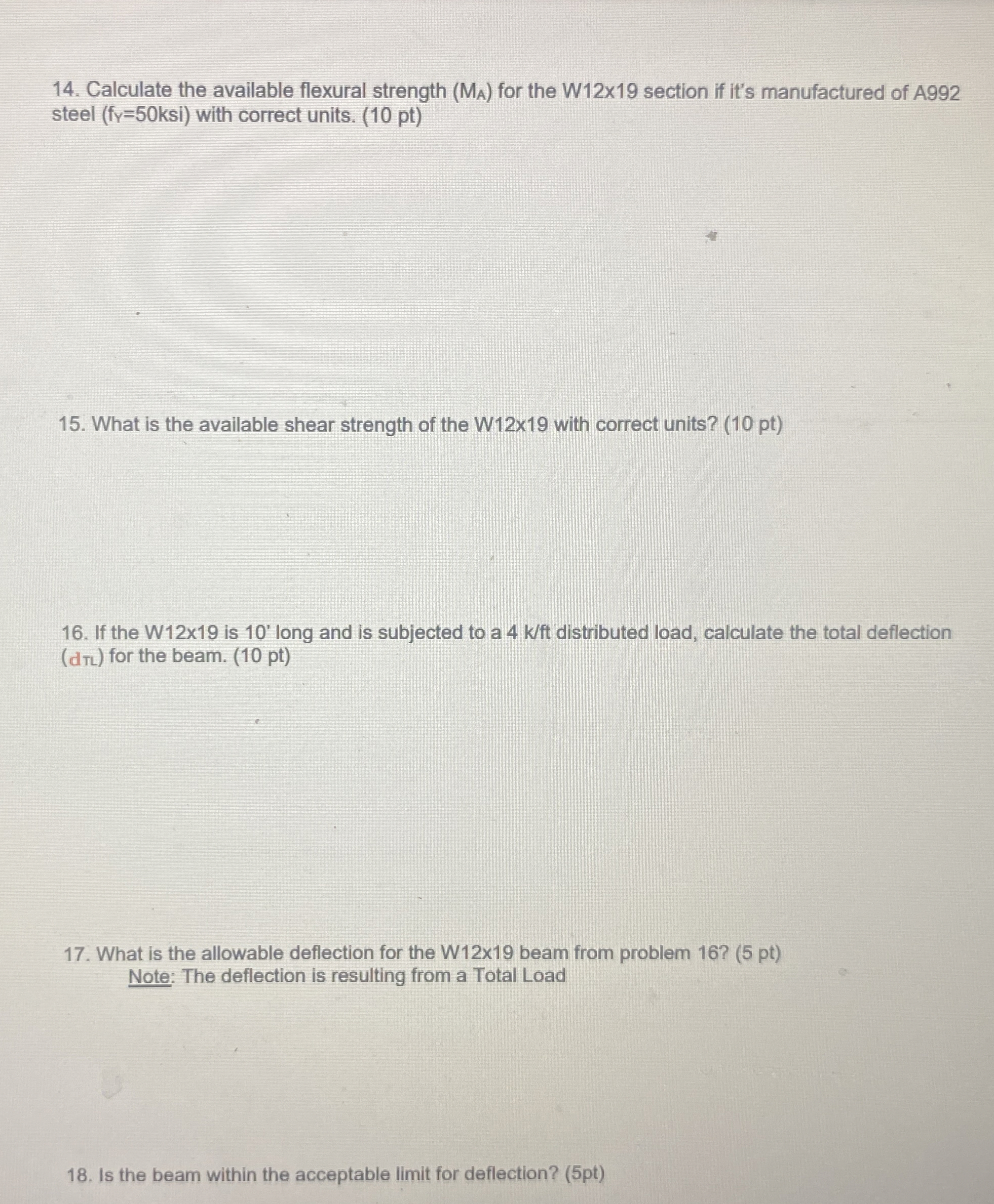 Solved Calculate the available flexural strength (MA) ﻿for | Chegg.com