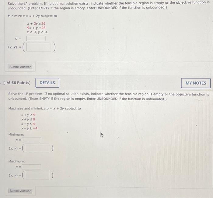 Solved Solve the LP problem. If no optimal solution exists, | Chegg.com