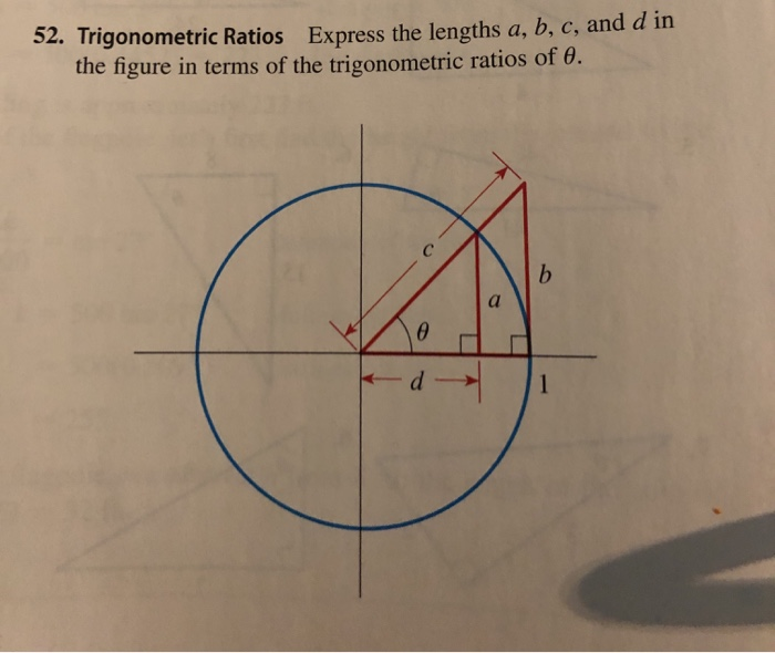 Solved 52. Trigonometric Ratios Express the lengths a, b, c, | Chegg.com