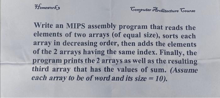 Solved Write an MIPS assembly program that reads the | Chegg.com
