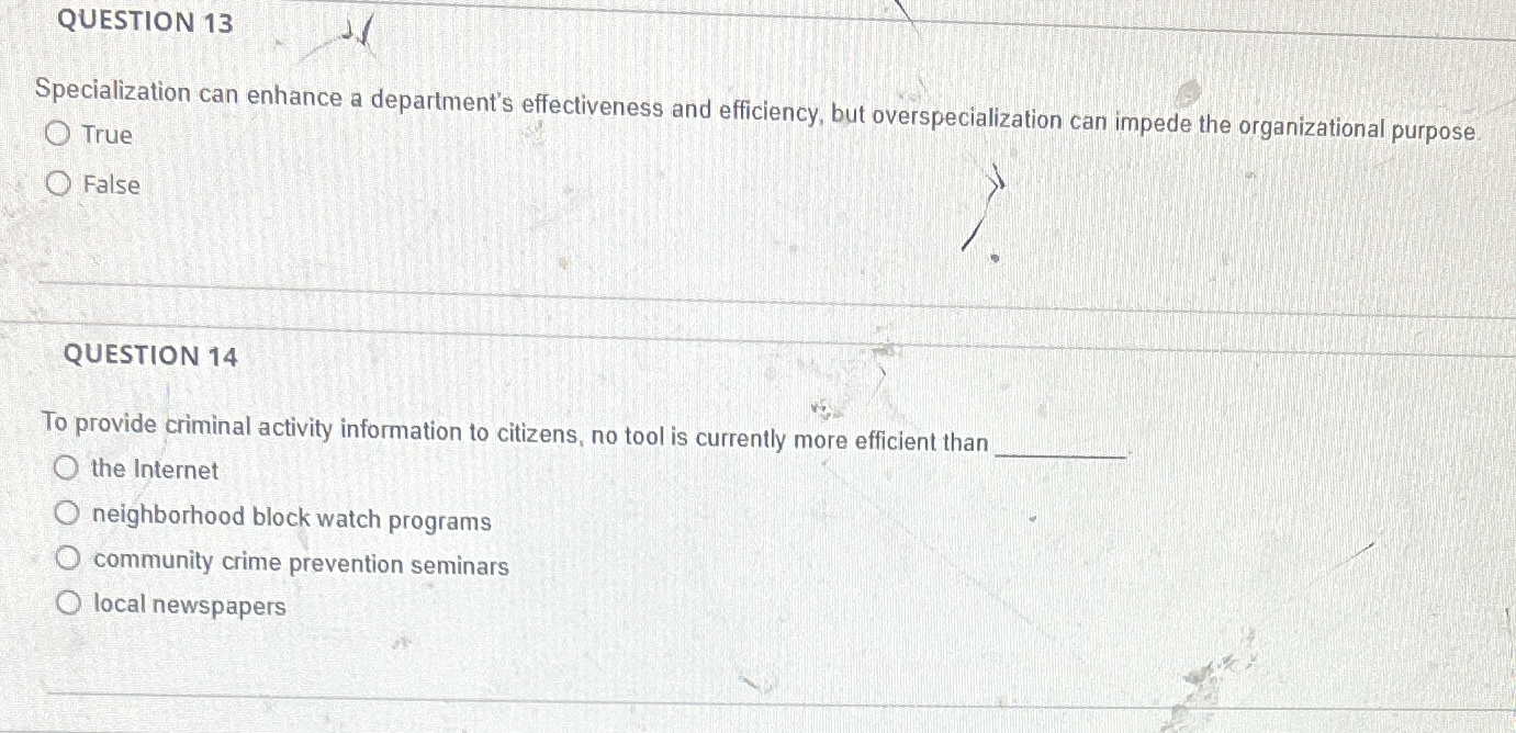 Solved QUESTION 13Specialization can enhance a department's | Chegg.com