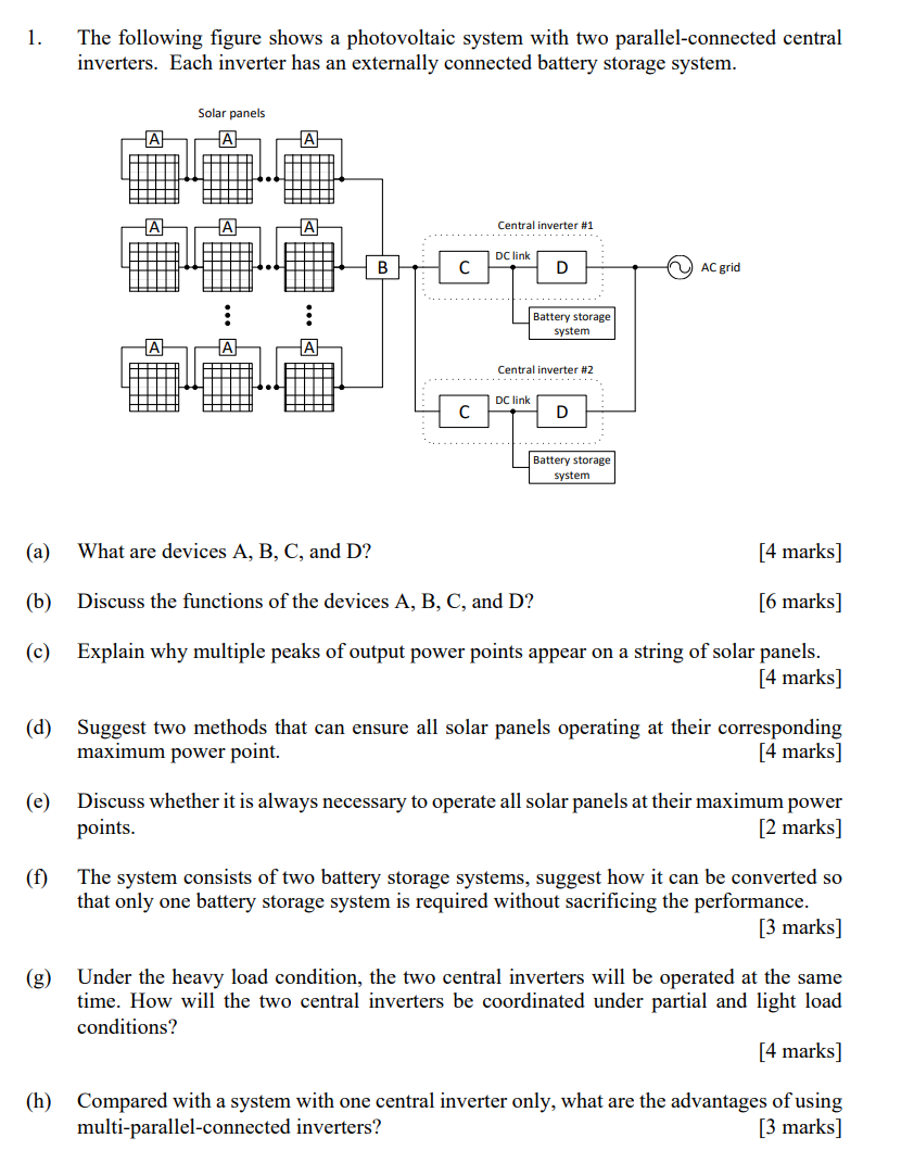 Solved The following figure shows a photovoltaic system with | Chegg.com