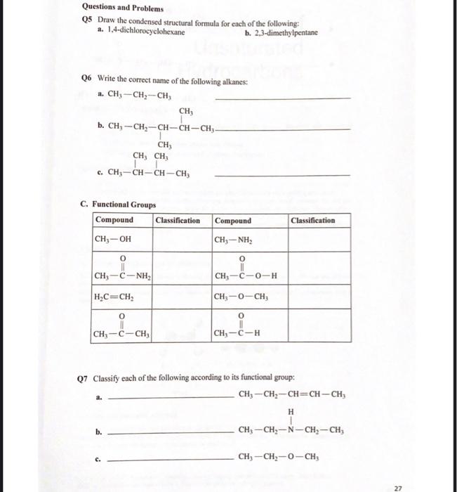 Solved Questions and Problems Q5 Draw the condensed | Chegg.com