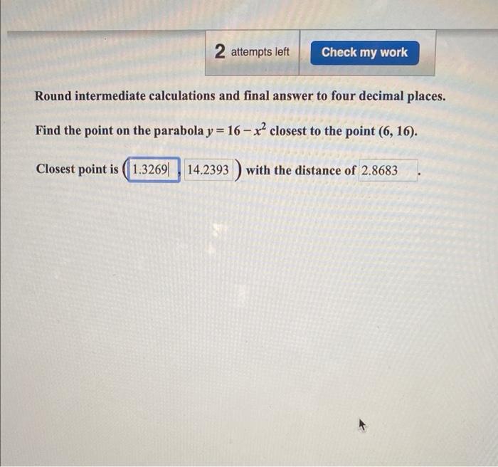 Solved 2 attempts left Check my work Round intermediate | Chegg.com