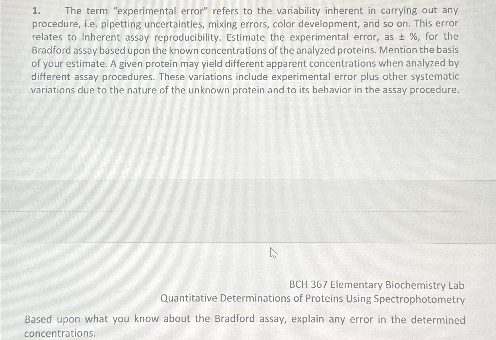 Solved The term "experimental error" refers to the | Chegg.com