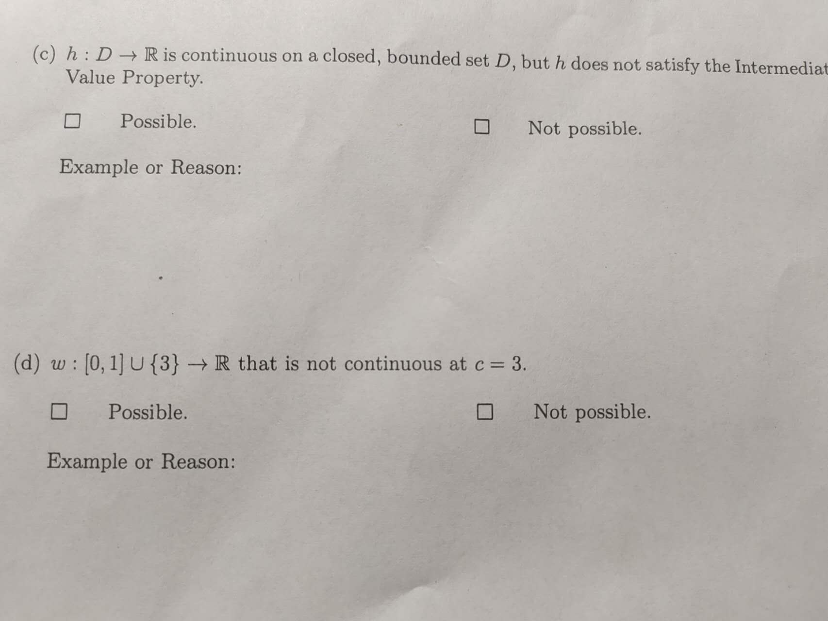 Solved by an EXPERT (c) ﻿h:D->R is continuous on a closed, bounded set D, | Chegg.com