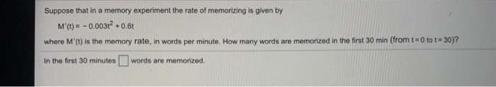 Solved suppose that in a memory experiment the rate of | Chegg.com