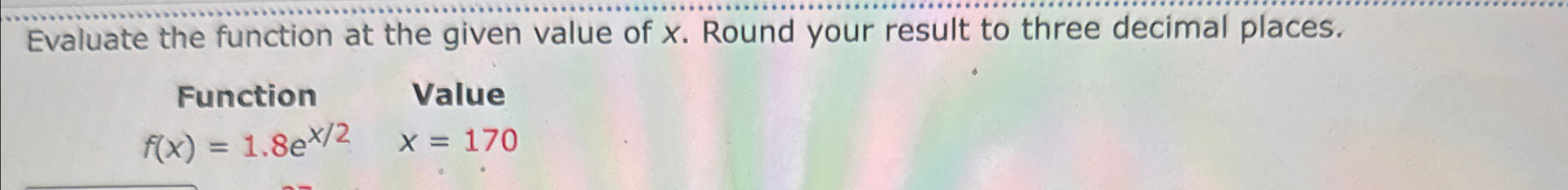 Solved Evaluate the function at the given value of x. ﻿Round | Chegg.com